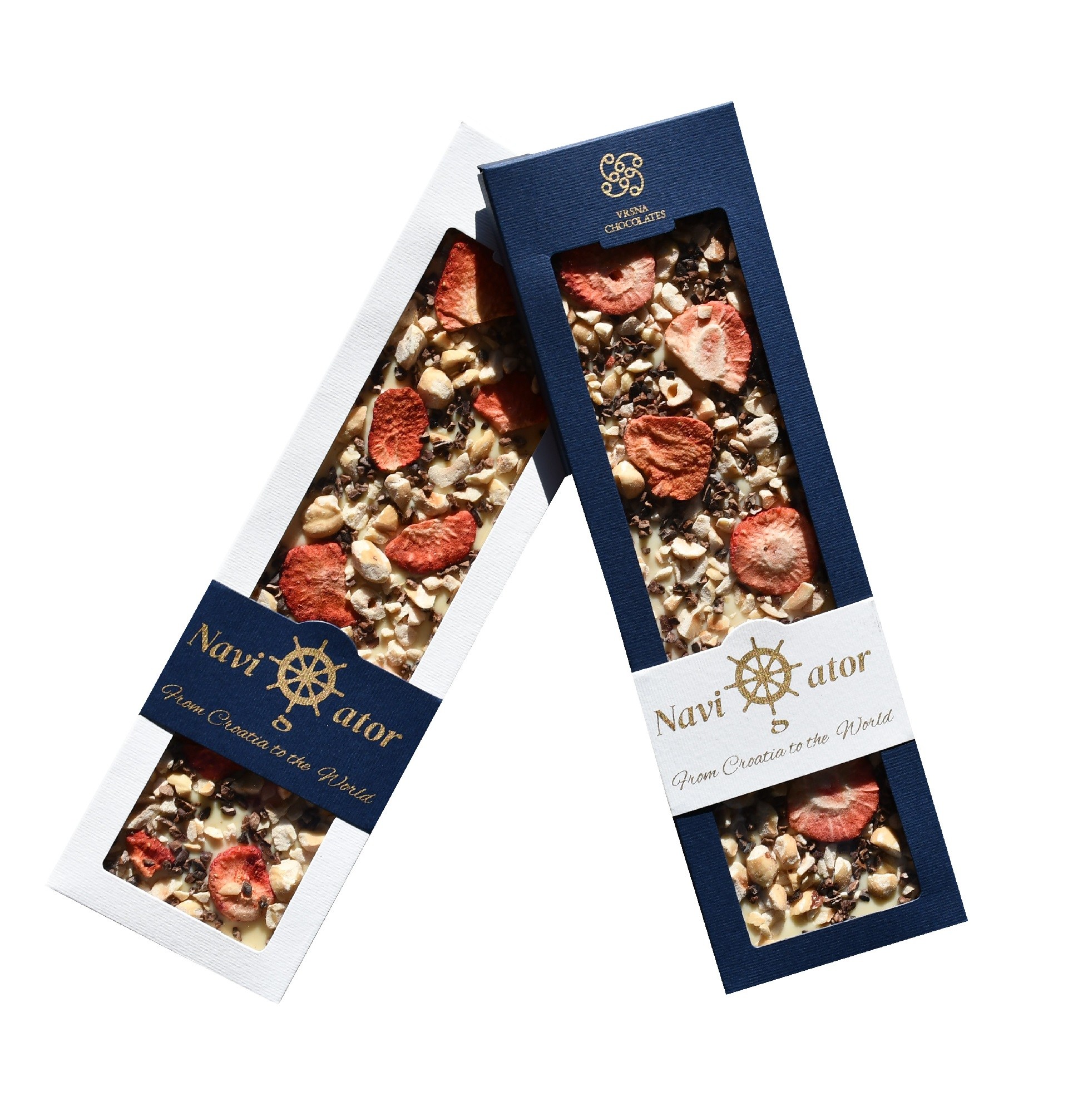 Navigator White Hazelnut, Cocoa nibs, Strawberry Bar 120g | Vrsna ...